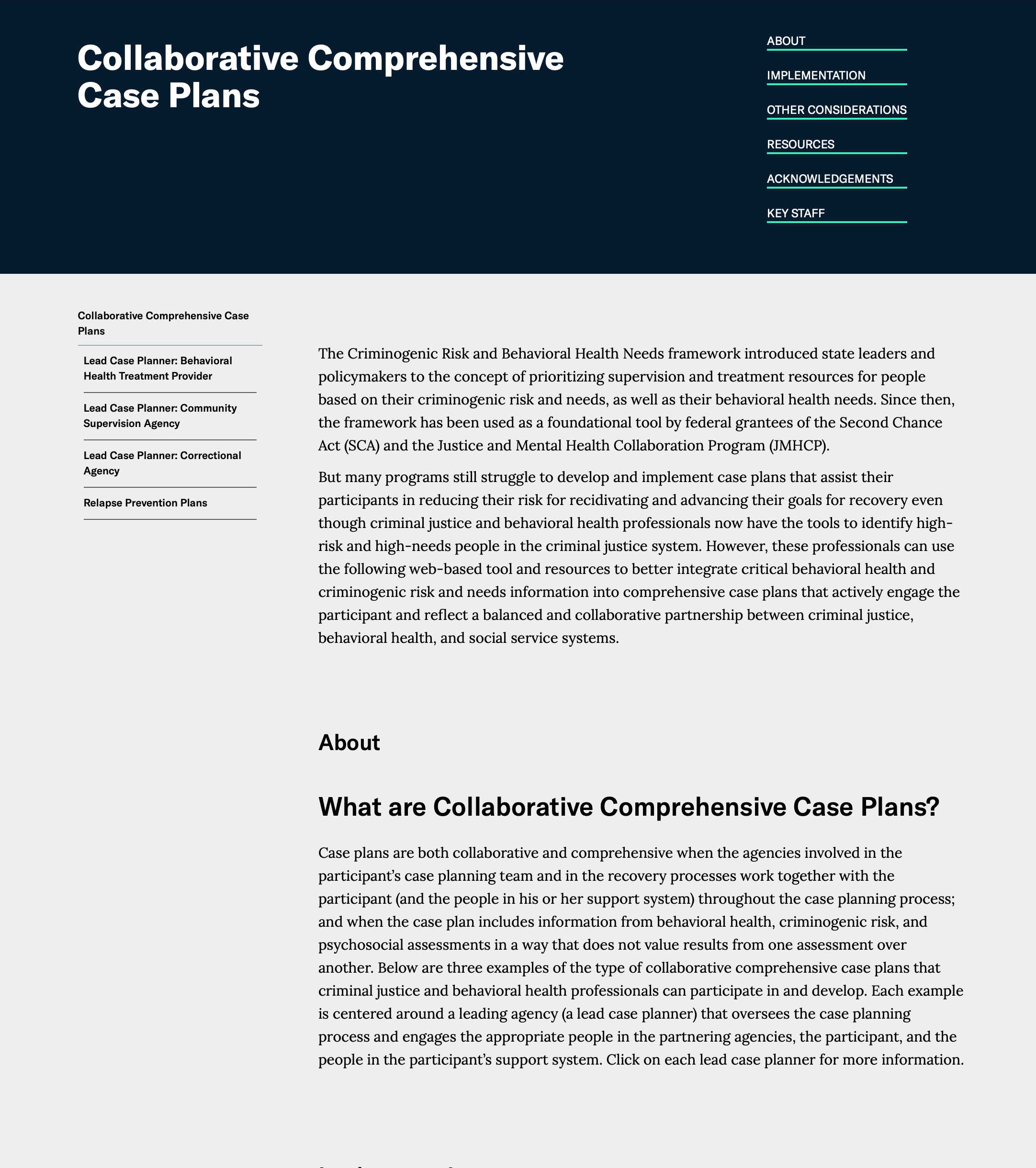 Collaborative Comprehensive Case Plans | National Reentry Resource Center