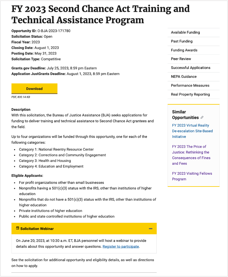 Bureau of Justice Assistance Releases FY 2023 Reentry Funding ...