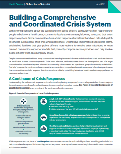 Building a Comprehensive and Coordinated Crisis System | National ...